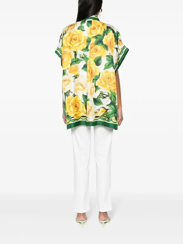Dolce & Gabbana Rose-print Silk Shirt