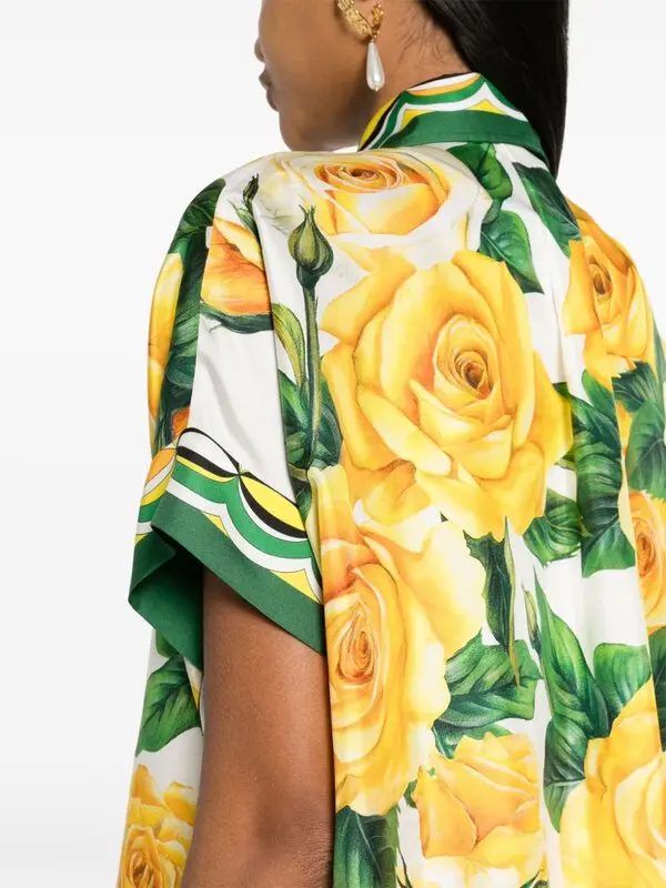 Dolce & Gabbana Rose-print Silk Shirt