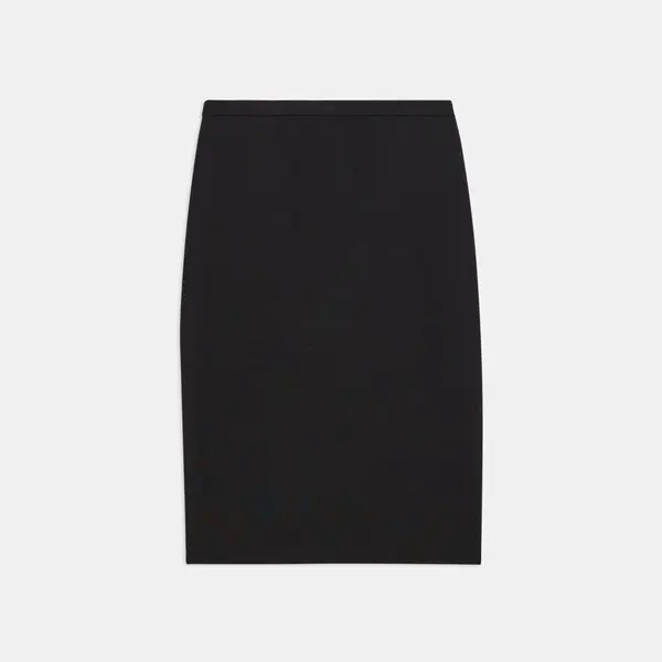 Theory Slim Pencil Stretch Wool Skirt - Black