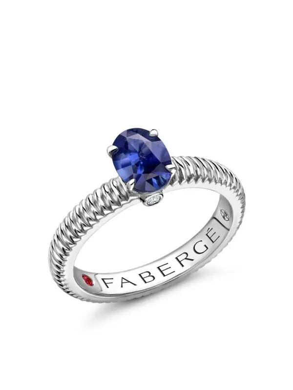 Faberge 18kt White Gold Sapphire And Diamond Ring - Blue