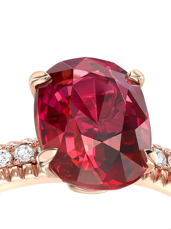 Faberge 18kt Rose Gold, Diamond, And Ruby Ring