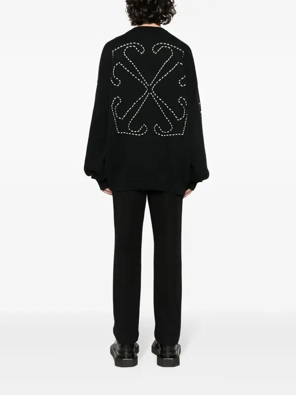 Off-White Diag-stripe Embroidered Jumper - Black