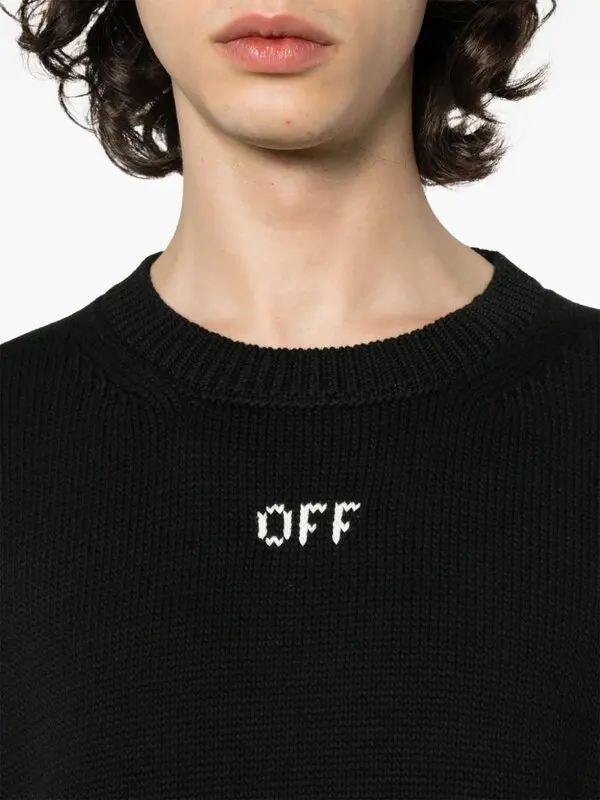 Off-White Diag-stripe Embroidered Jumper - Black