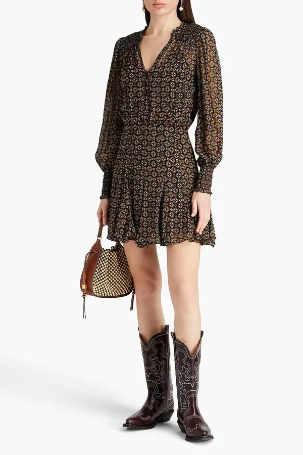 Veronica Beard Sacchi Printed Chiffon Mini Dress