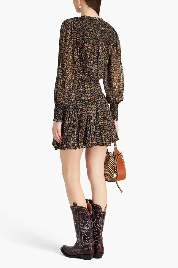 Veronica Beard Sacchi Printed Chiffon Mini Dress