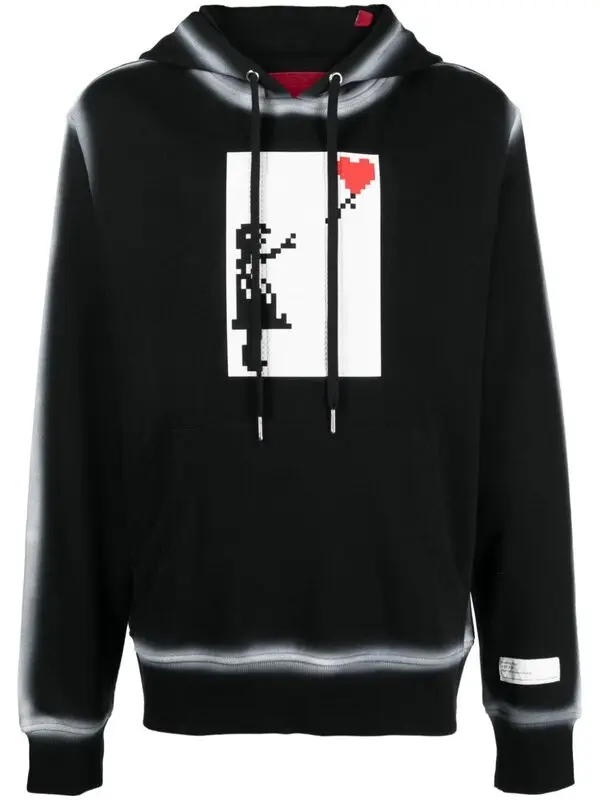 MOSTLY HEARD RARELY SEEN Floating Heart Graphic Hoodie - Black