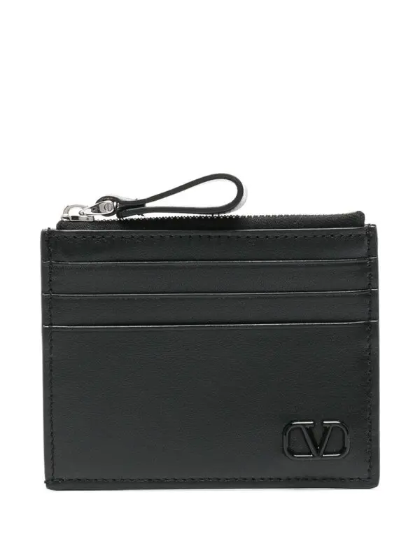 Valentino Garavani Vlogo Signature Leather Cardholder - Black