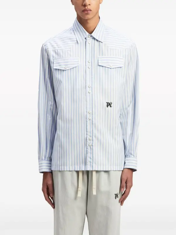 Palm Angels Monogram Striped Cotton Shirt