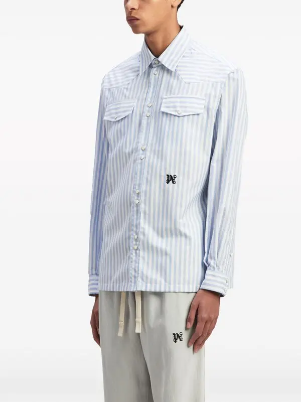 Palm Angels Monogram Striped Cotton Shirt