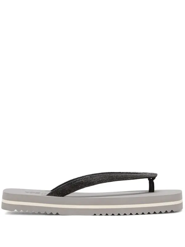 Brunello Cucinelli Monili Embellished Flip Flops - Black