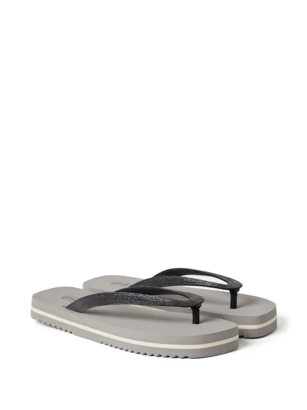 Brunello Cucinelli Monili Embellished Flip Flops - Black