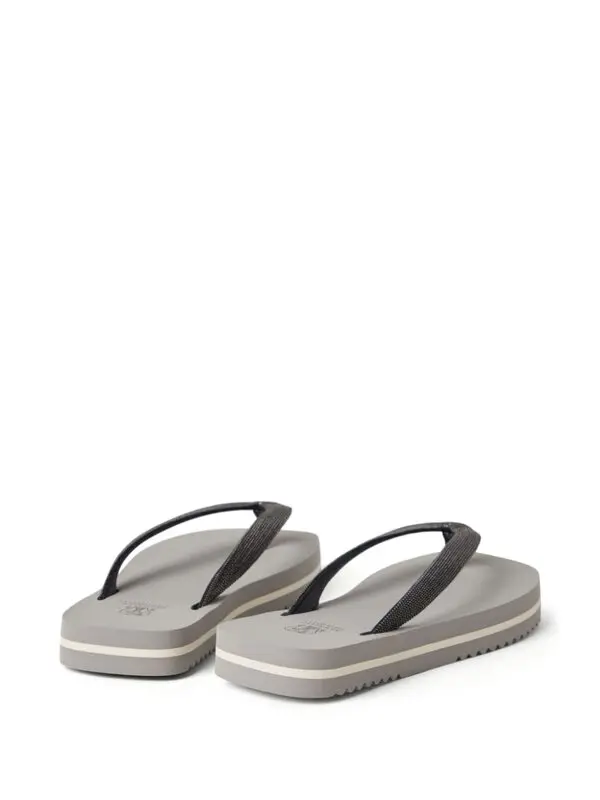 Brunello Cucinelli Monili Embellished Flip Flops - Black