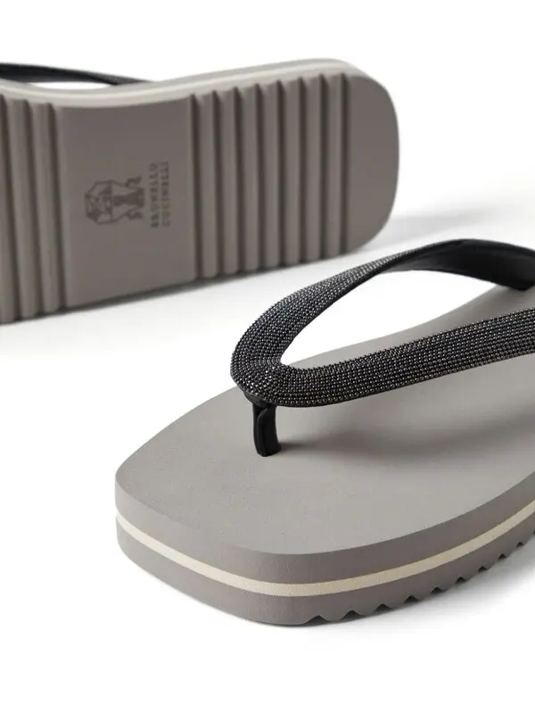 Brunello Cucinelli Monili Embellished Flip Flops - Black