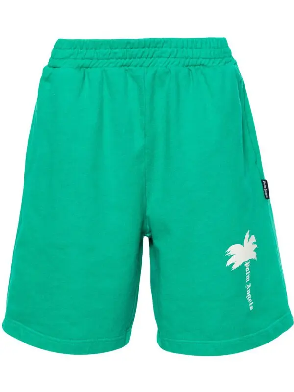 Palm Angels Palm Cotton Track Shorts - Green
