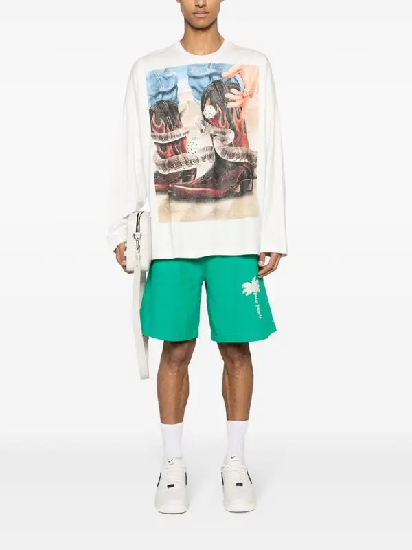 Palm Angels Palm Cotton Track Shorts - Green