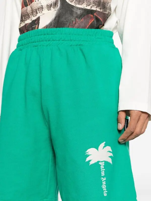 Palm Angels Palm Cotton Track Shorts - Green