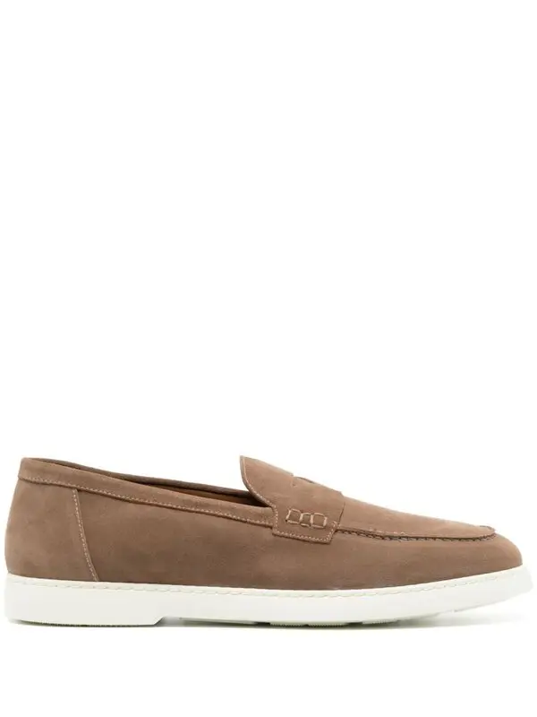 DOUCAL'S Penny-slot Suede Loafers - Brown