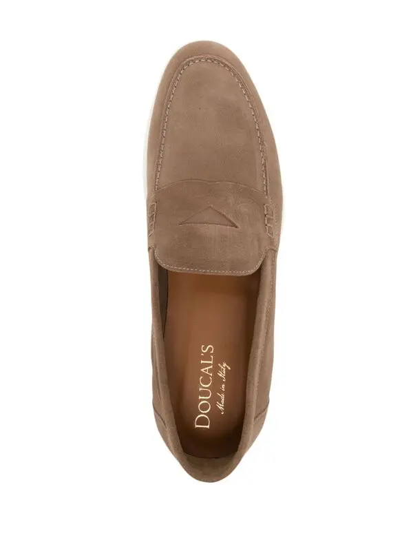 DOUCAL'S Penny-slot Suede Loafers - Brown