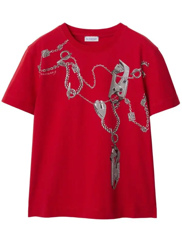 Burberry Knight Hardware Cotton T-shirt - Red