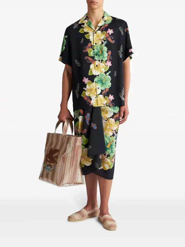 Etro Floral-print Cotton Shirt - Black