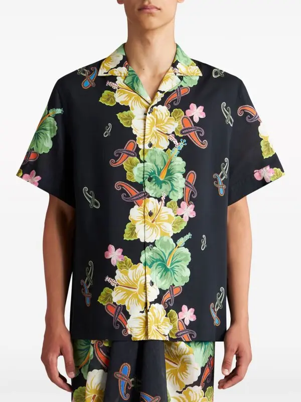 Etro Floral-print Cotton Shirt - Black