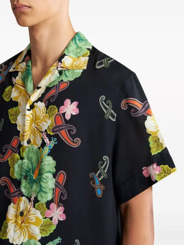 Etro Floral-print Cotton Shirt - Black