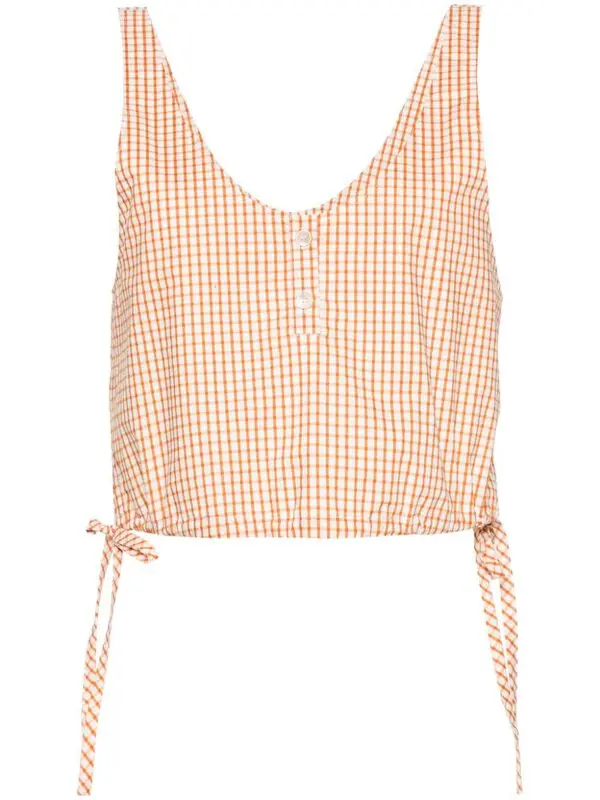 FORTE_FORTE Checked Cropped Top