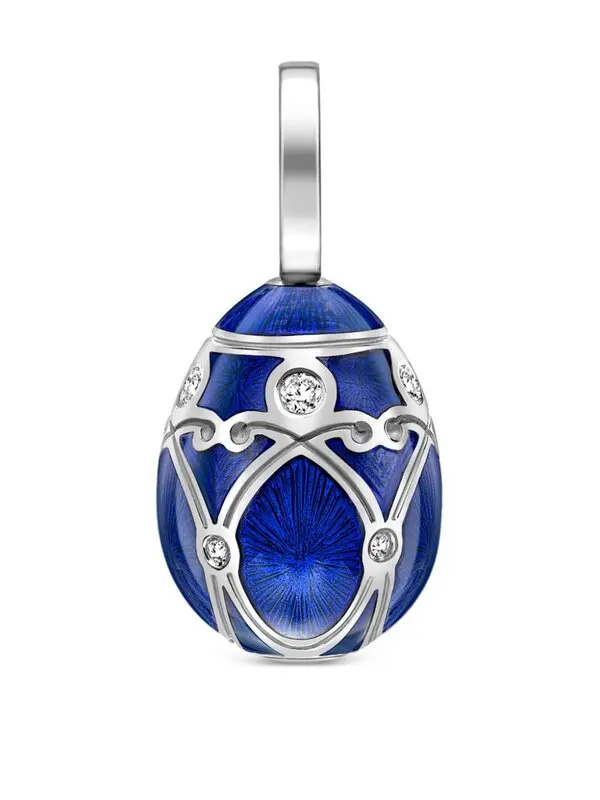 Faberge 18kt White Gold Heritage Palais Egg Diamond Charm - Silver