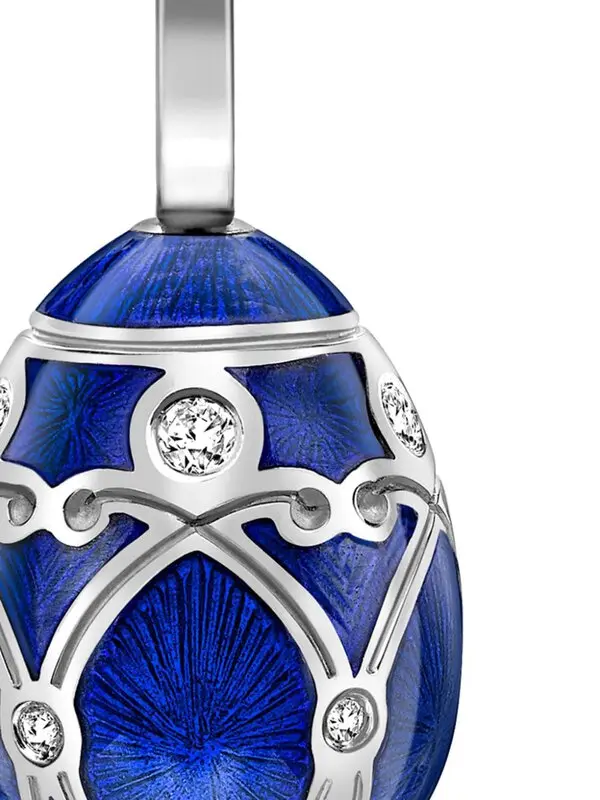 Faberge 18kt White Gold Heritage Palais Egg Diamond Charm - Silver