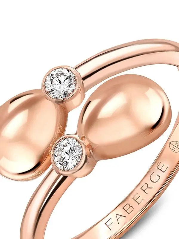 Faberge 18kt Rose Essence Crossover Diamond And Ruby Ring