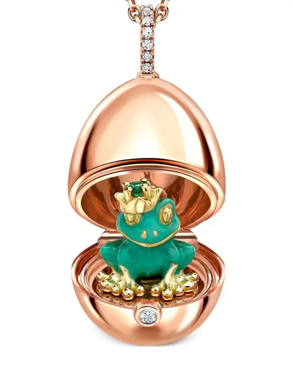 Faberge 18kt Rose Gold Essence Frog Surprise Diamond Locket Necklace