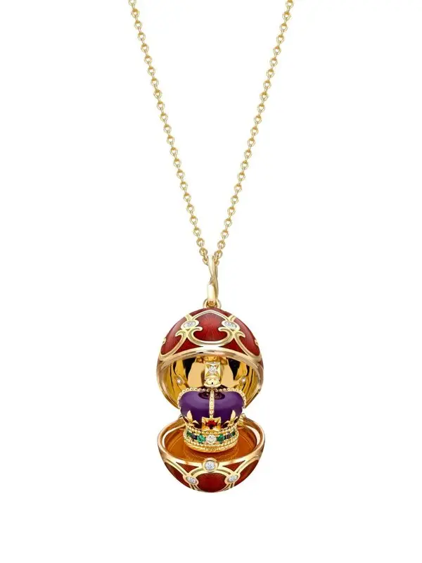 Faberge 18kt Yellow Gold Heritage Coronation Locket Pendant - Red