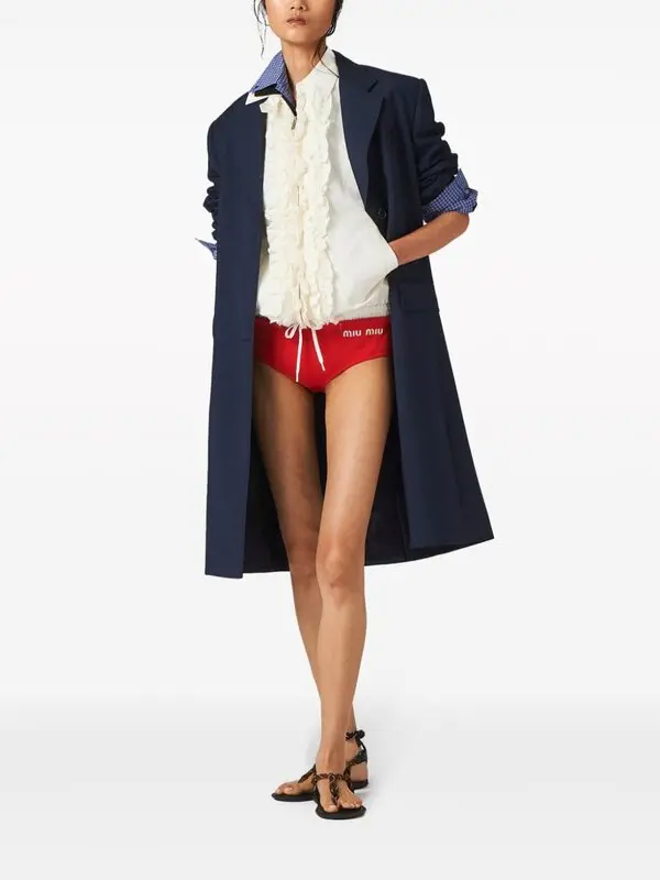 Miu Miu Logo-print Bikini Bottom - Red