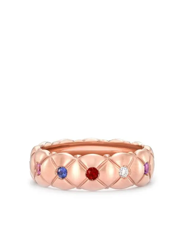 Faberge 18kt Rose Gold Treillage Ring - Pink