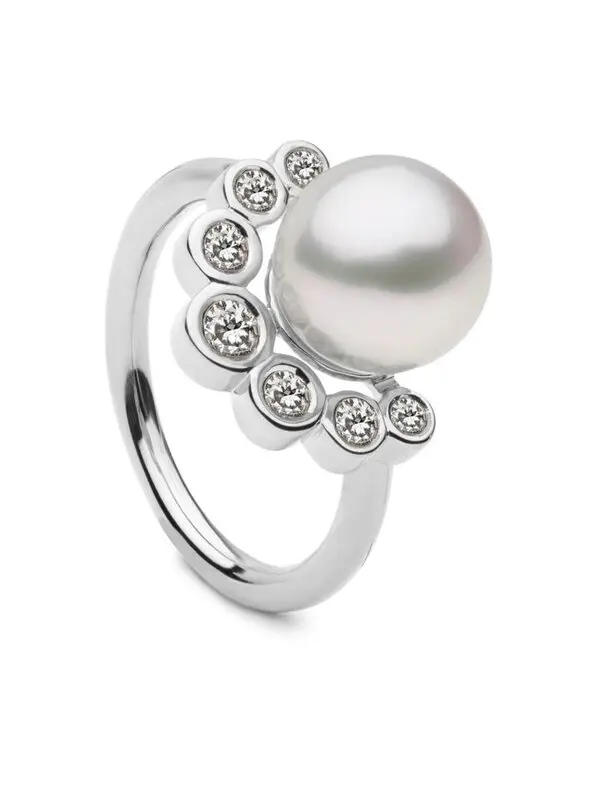 AUTORE MODA Brea Pearl And Diamond Ring - Silver