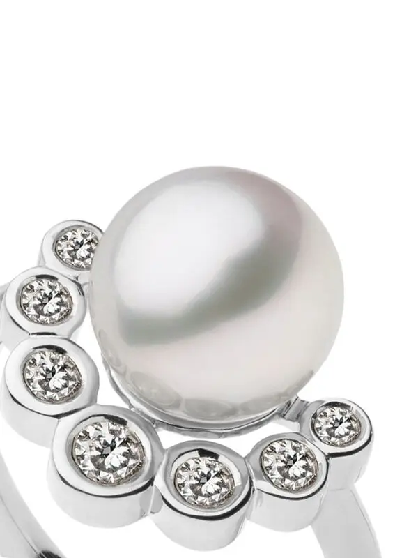 AUTORE MODA Brea Pearl And Diamond Ring - Silver