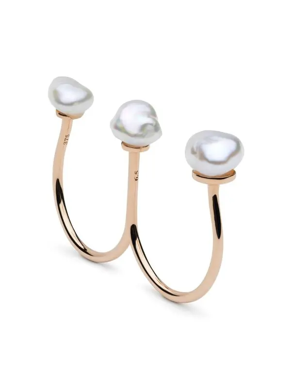 AUTORE MODA 9kt Rose Gold Sophia Pearl Ring - Pink