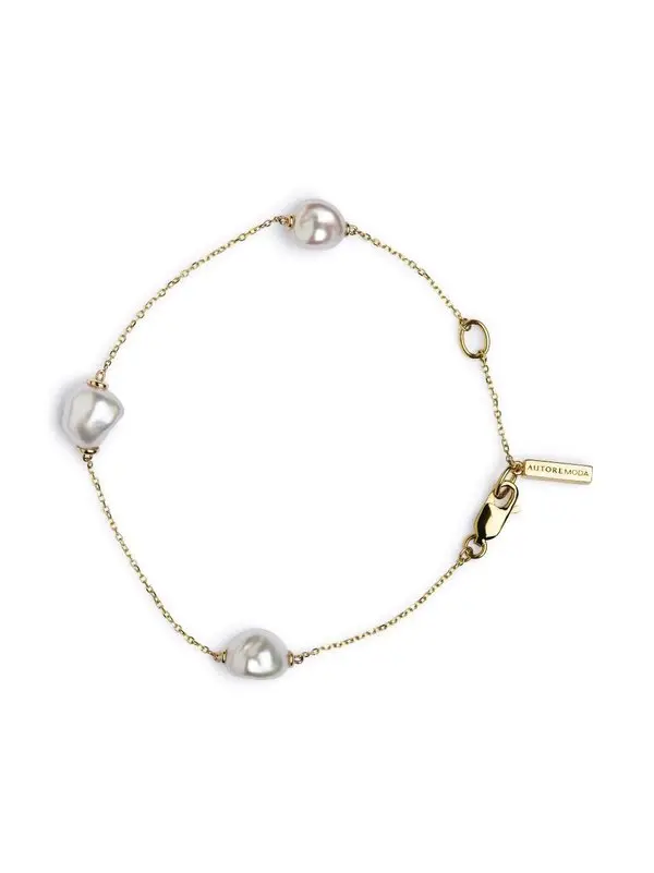 AUTORE MODA 9kt Yellow Keshi Pearl Anklet - Gold