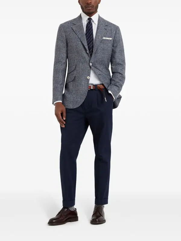 Brunello Cucinelli Tapered Cotton Trousers - Blue