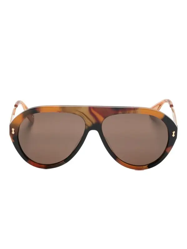 Gucci Tortoiseshell Navigator-frame Sunglasses - Brown