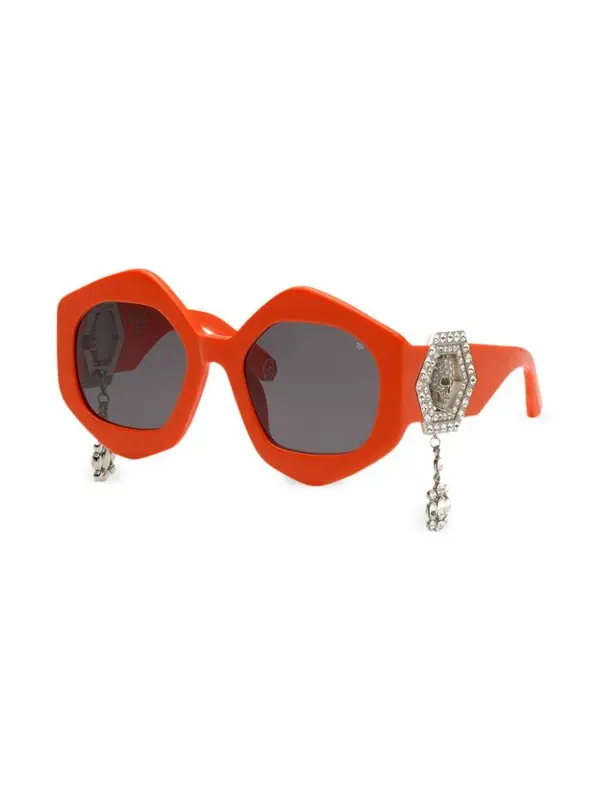 Philipp Plein Skull-charm Hexagon Sunglasses