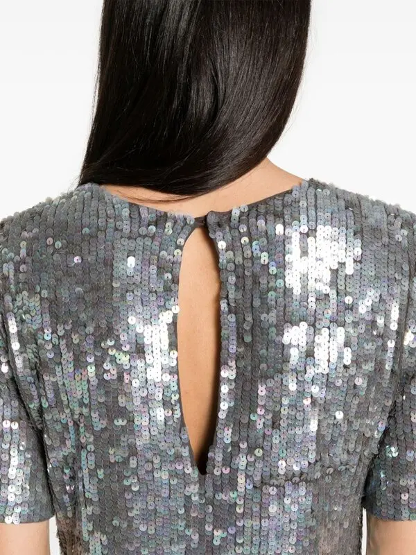 P.a.r.o.s.h Sequinned Mini Shirt Dress - Grey