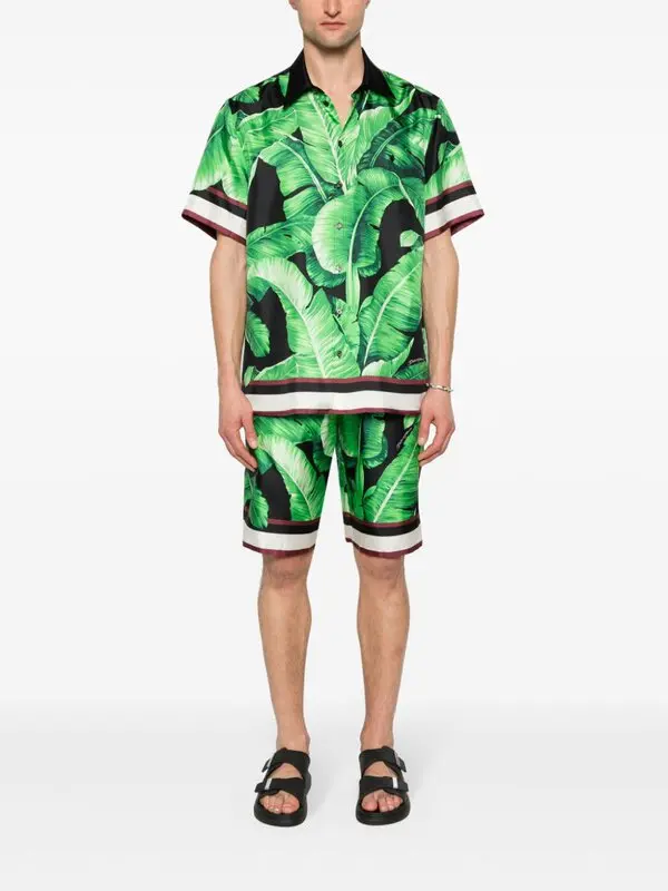 Dolce & Gabbana Leaves-print Silk Shorts