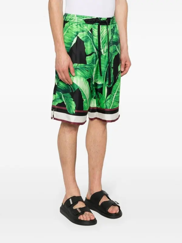 Dolce & Gabbana Leaves-print Silk Shorts