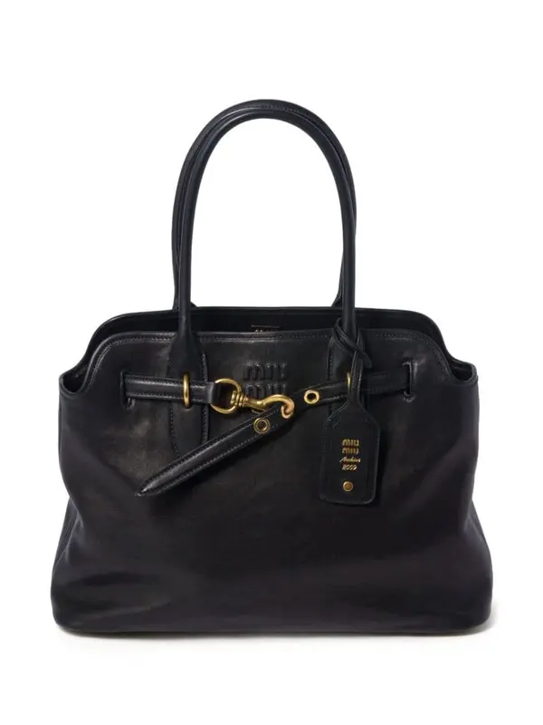 Miu Miu Medium Nappa Leather Tote Bag - Black