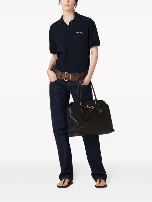 Miu Miu Medium Nappa Leather Tote Bag - Black