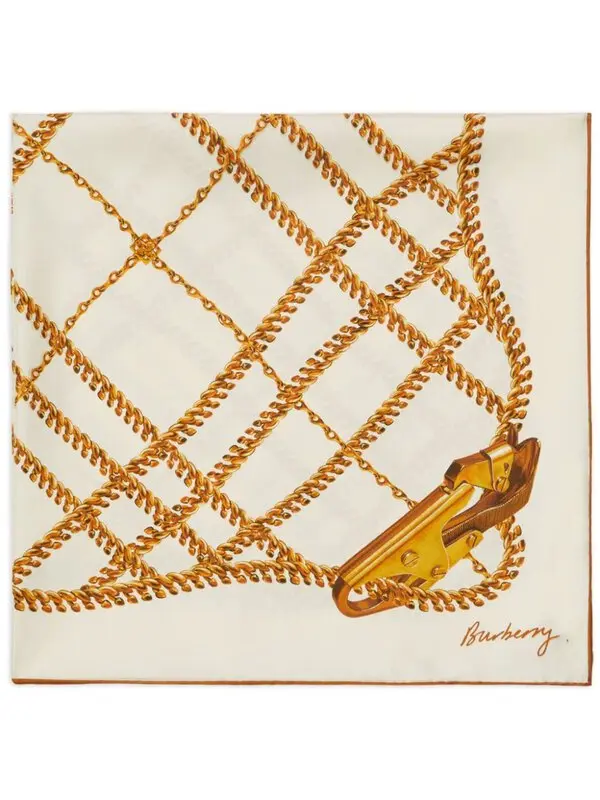 Burberry Chain Check-print Silk Scarf - Neutrals