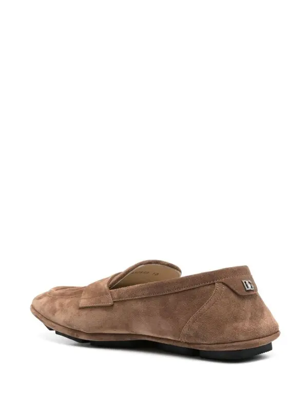 Dolce & Gabbana Logo-plaque Suede Loafers - Brown