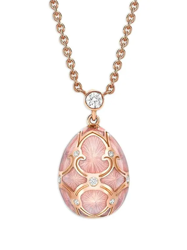 Faberge 18kt Rose Gold Diamond Heritage Petite Egg Necklace