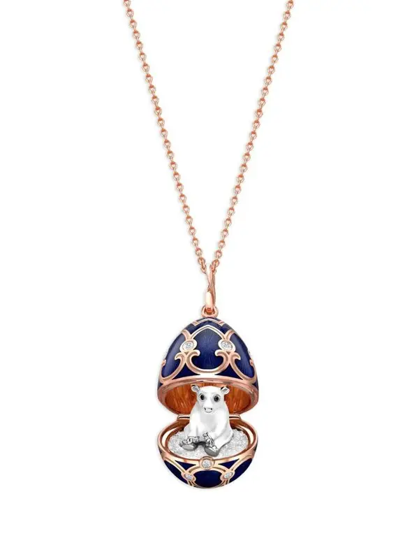 Faberge 18kt Gold Heritage Polar Bear Multi-stone Pendant - Blue